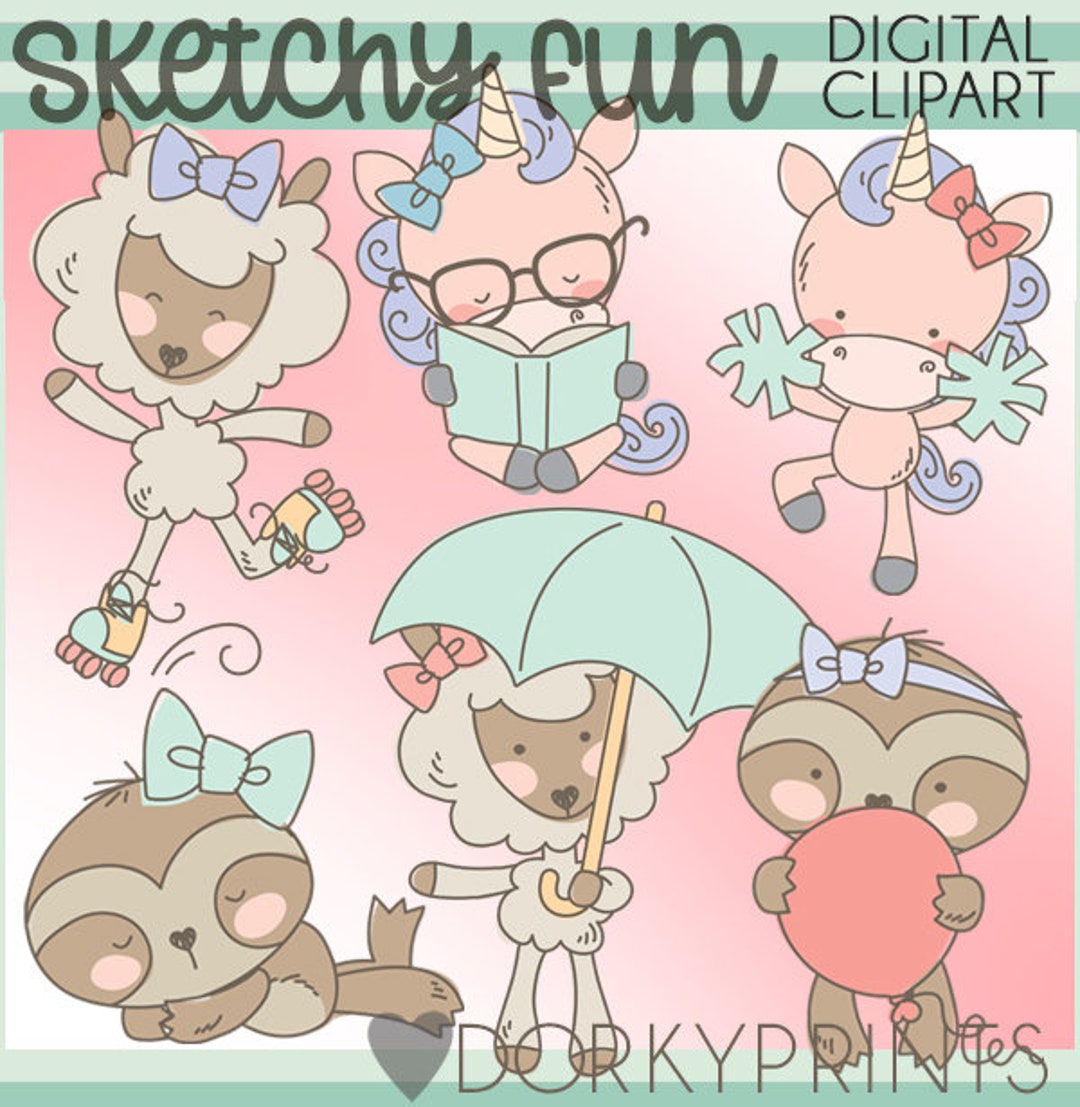 Sketchy Animal Clipart -personal and Limited Commercial Use- Cute Llama ...