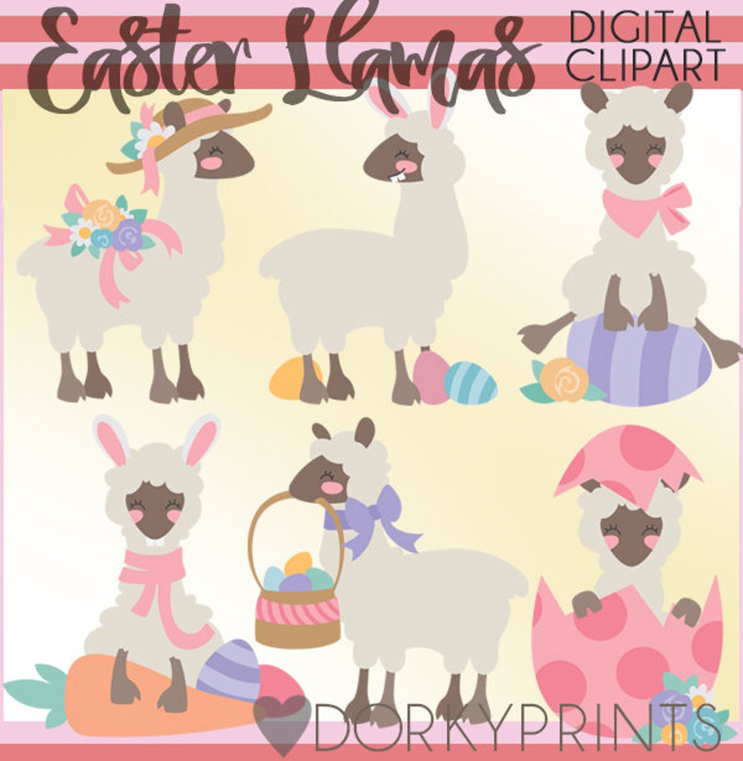 Easter Llama Clipart -personal and Limited Commercial Use- Llama Clip ...