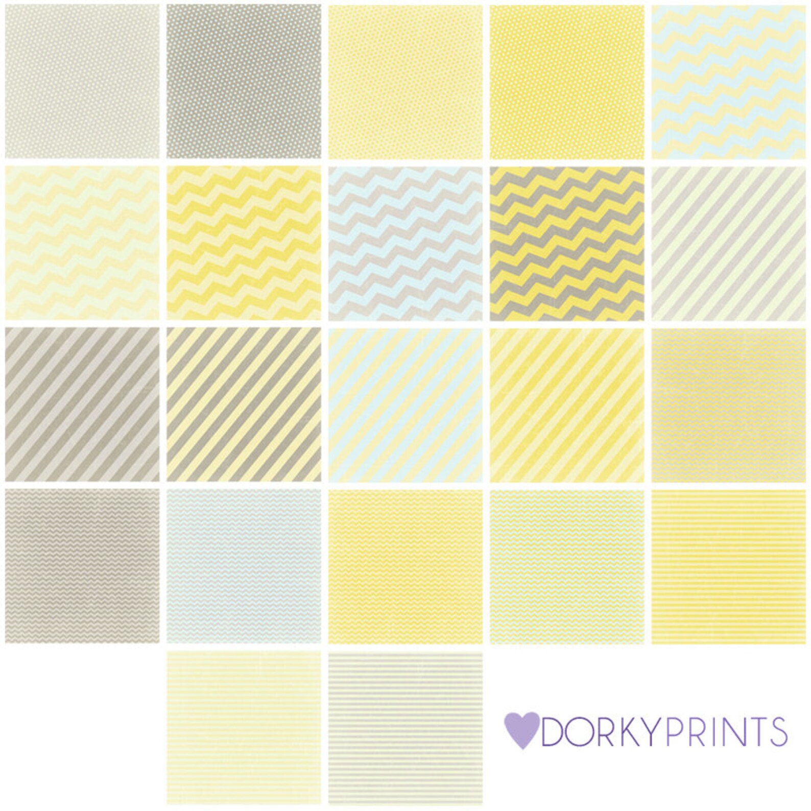 Lemonade Digital Paper Pack, Yellow Digital Paper, Yellow and Gray ...