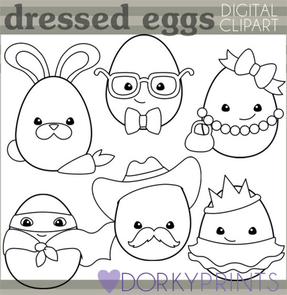 Easter Clipart Dressed up Eggs personal and Limited - Etsy