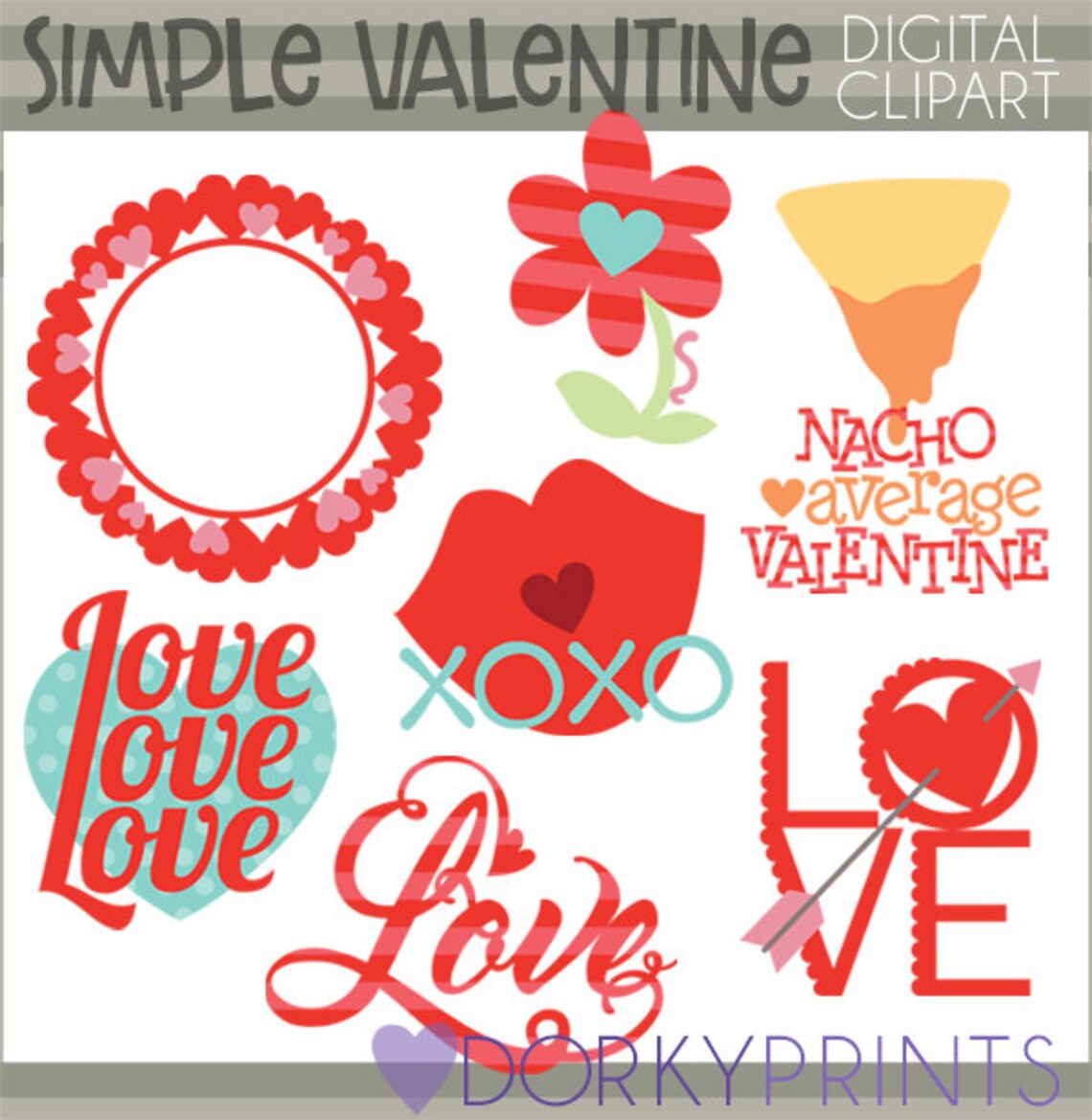 Valentine Clipart Simple Valentine's Sayings personal and - Etsy