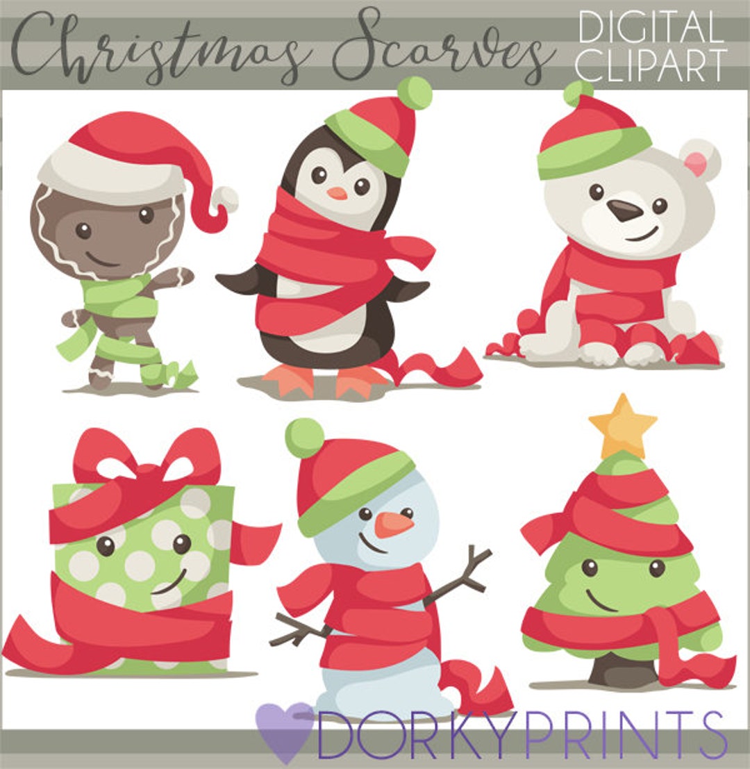 Christmas Clipart Santa Hats and Scarves -personal and Limited ...