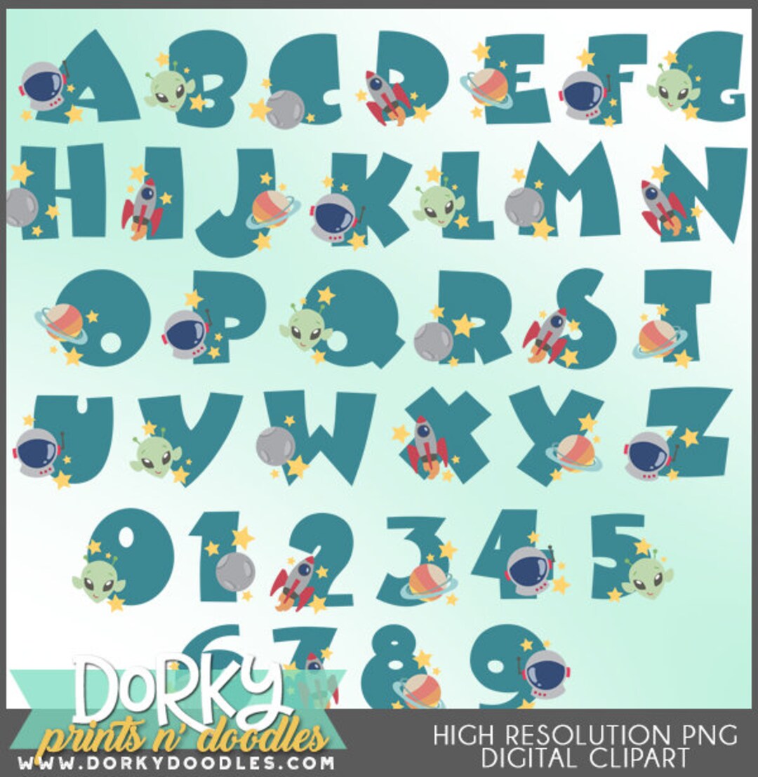 Outerspace Alphabet Clipart -personal and Limited Commercial Use- Cute ...