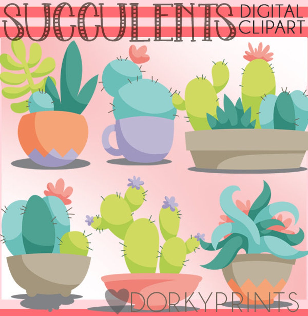Succulents Clipart -personal and Limited Commercial - Cute Cactus ...