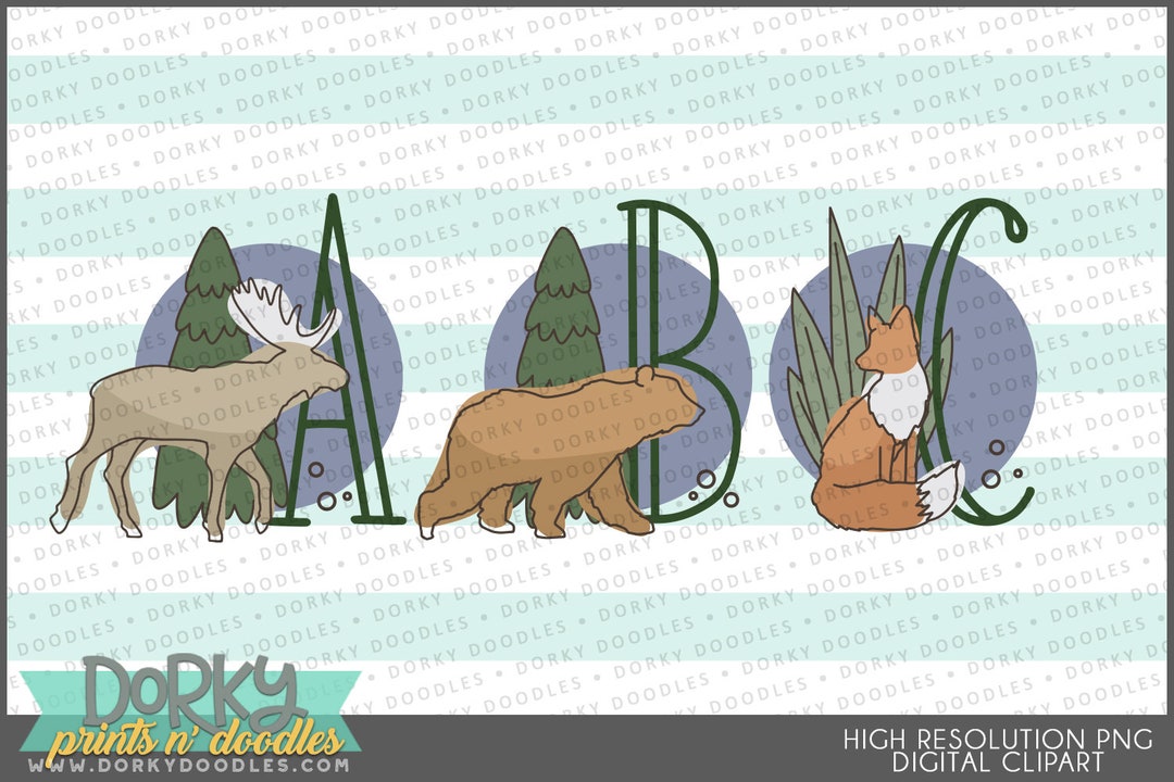 Woodland Alphabet Clipart -PNG Art- Instant Download - Numbers, Letters ...