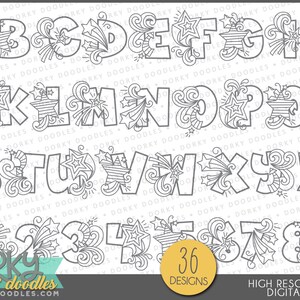 Star Doodle Alphabet Clipart -personal and Limited Commercial Use- Fun ...