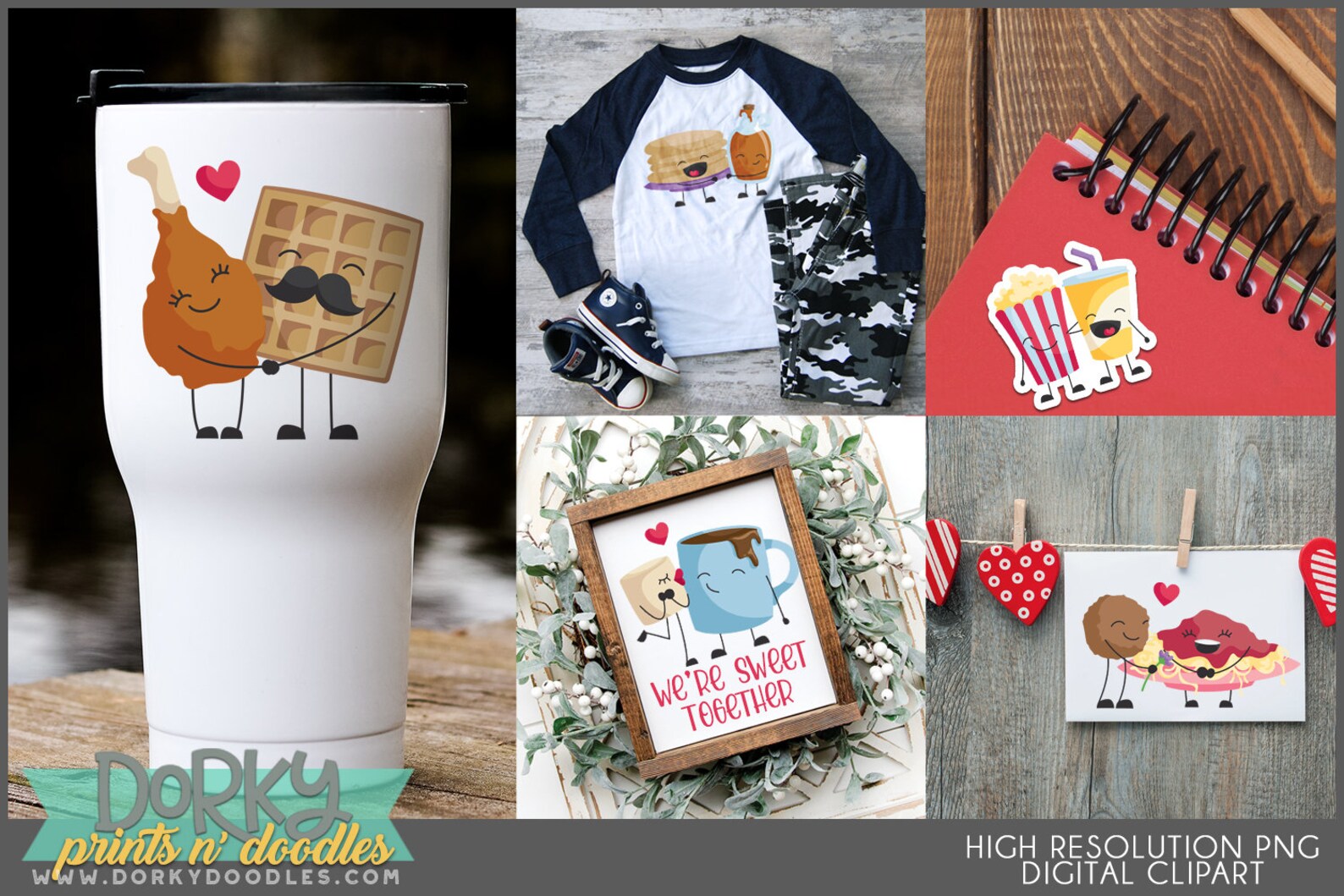 Valentine's Day Food Pairs Clip Art personal and Limited - Etsy