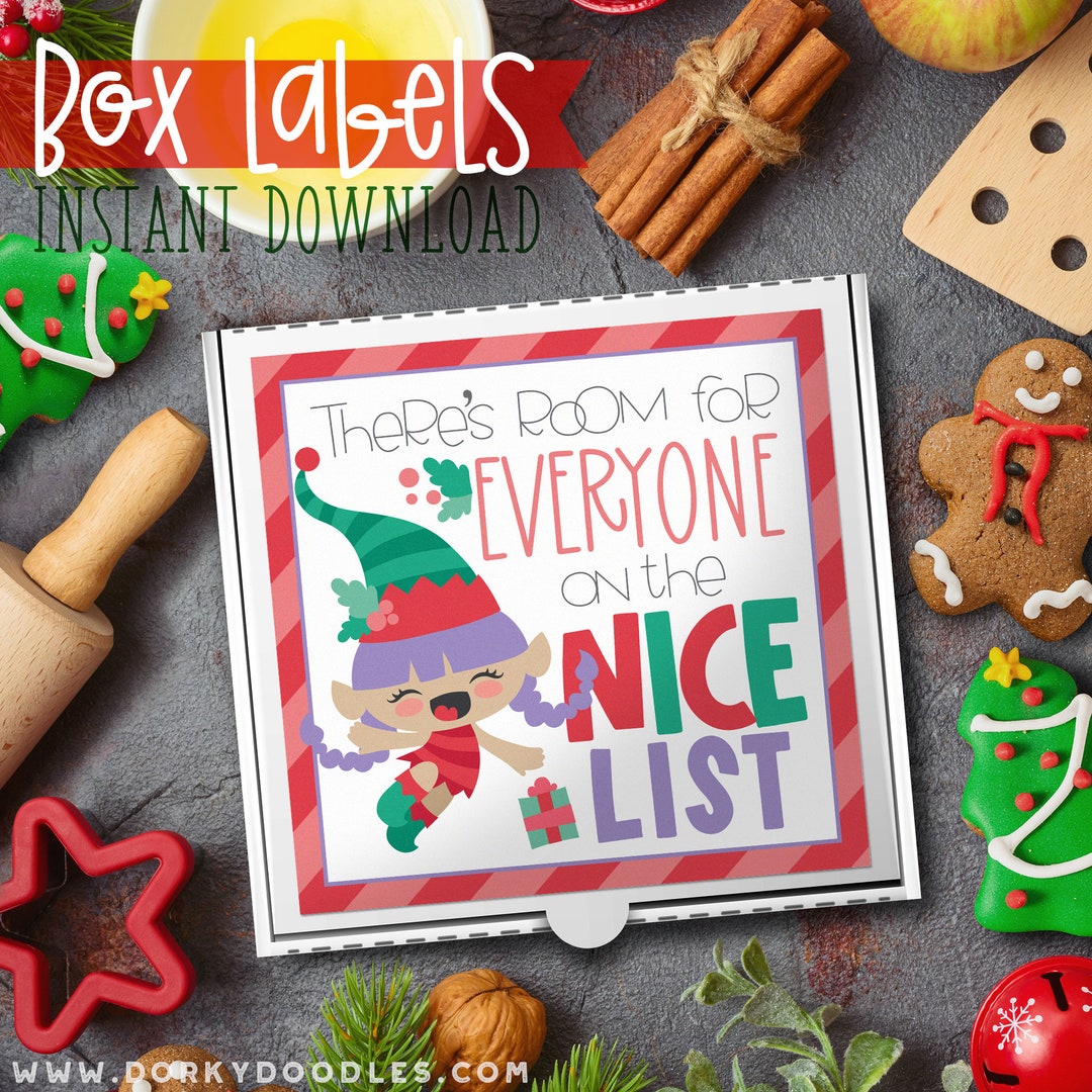 Christmas Elf Labels for Mini Pizza Box and Gifts - Instant Download - Etsy