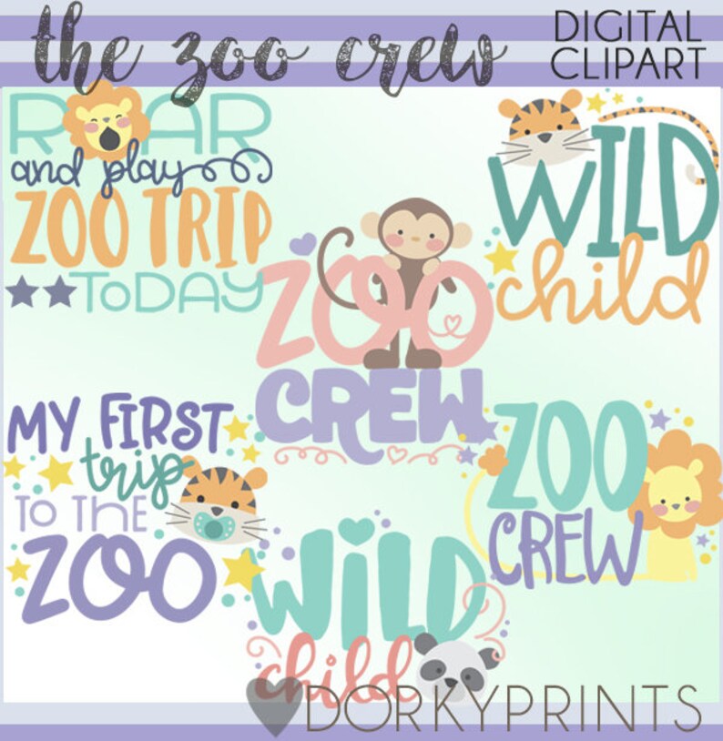 The Zoo Crew Word Art Clipart personal and Limited Commercial - Etsy