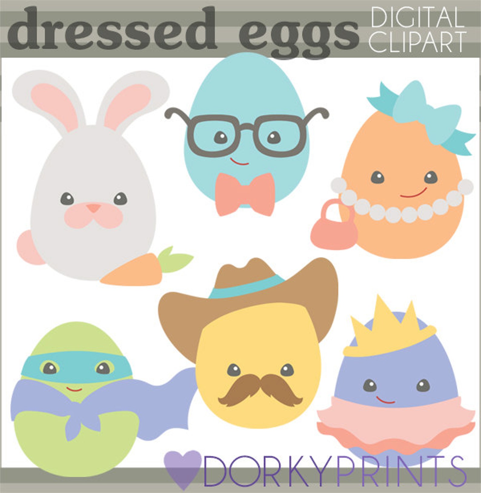 Easter Clipart Dressed up Eggs With Eyes -personal and Limited ...