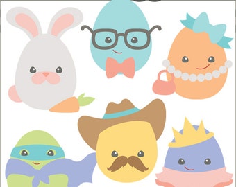Easter Bunny Clip Art Easter Bunnies Clipart Chicks Pastel Rabbits Eggs ...