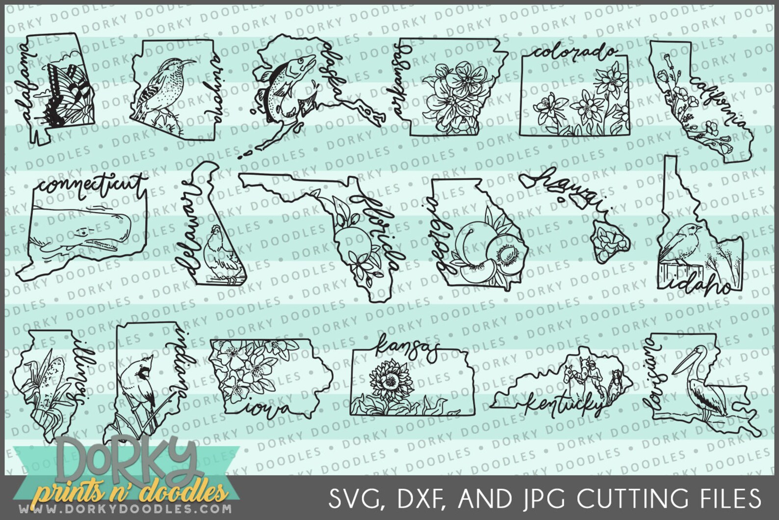 US States SVG and DXF Bundle Craft Files -for Use With Cricut or ...