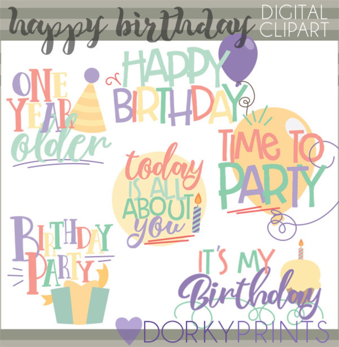 Birthday Clipart -personal and Limited Commercial Use- Happy Birthday ...