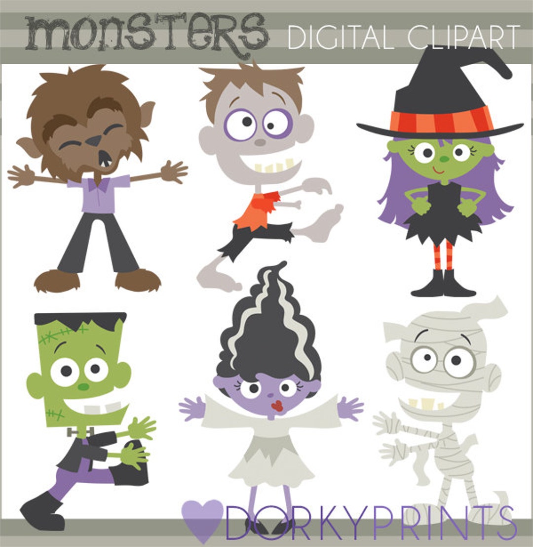 Halloween Monsters Clipart Set for Sublimation, Sticker Design, Sugar ...