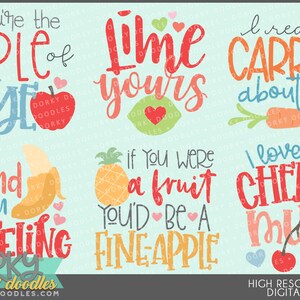 Valentine's Day Fruit and Veggie Puns Clip Art -personal and Limited ...