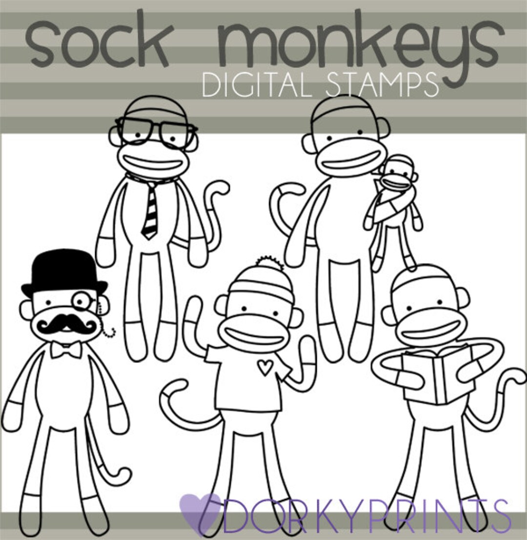 Sock Monkey Clipart Set -personal and Limited Commercial- Cute Sock ...