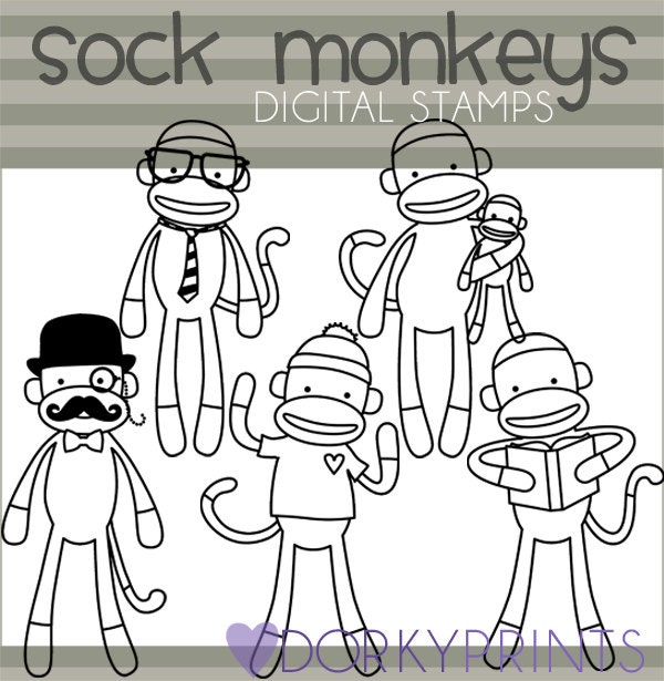 Sock Monkey Clip Art Black And White