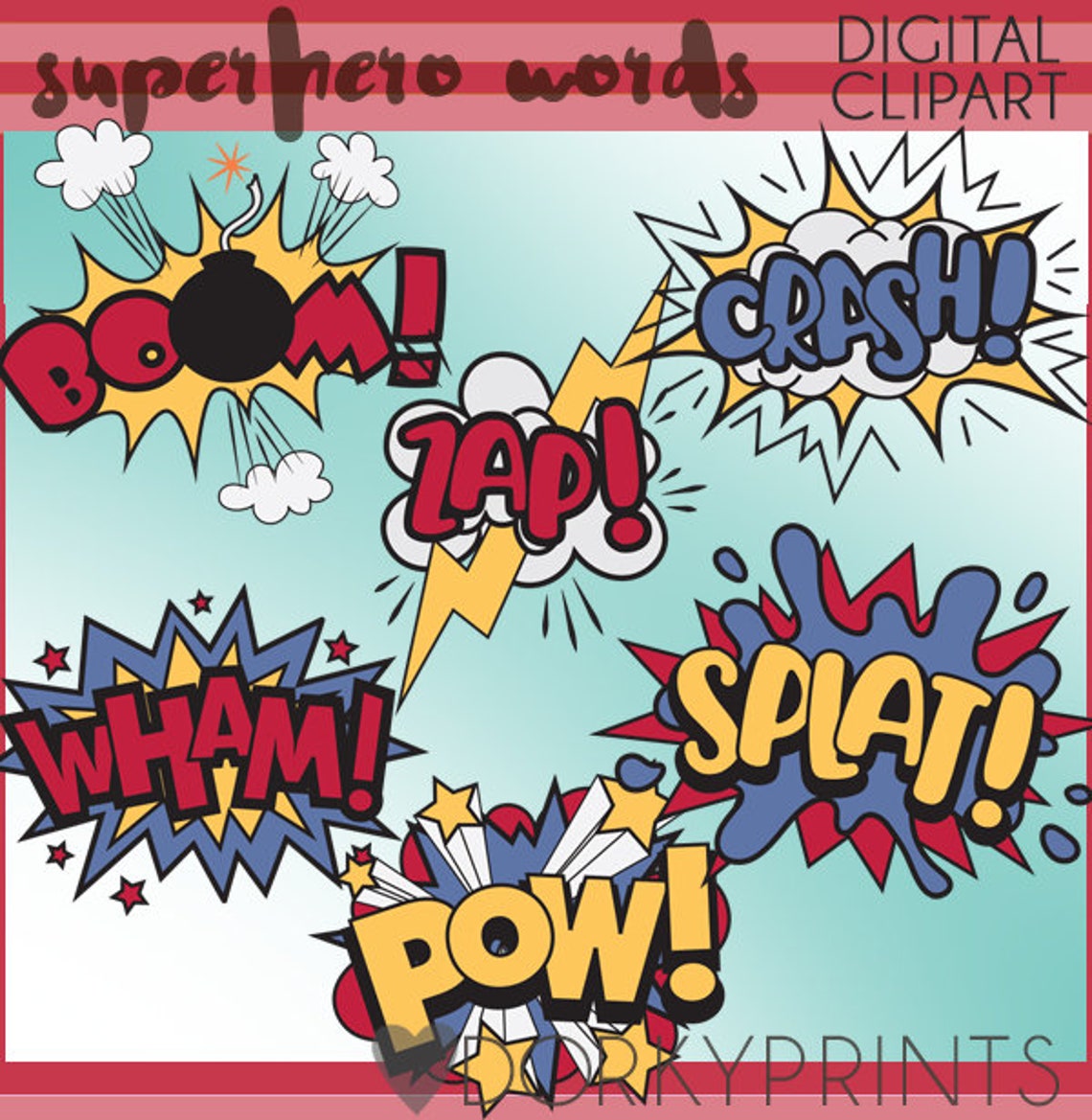 Superhero Words Clipart -personal and Limited Commercial Use ...