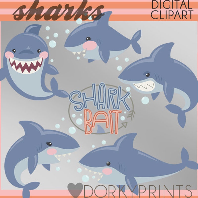 Shark Clipart - Etsy