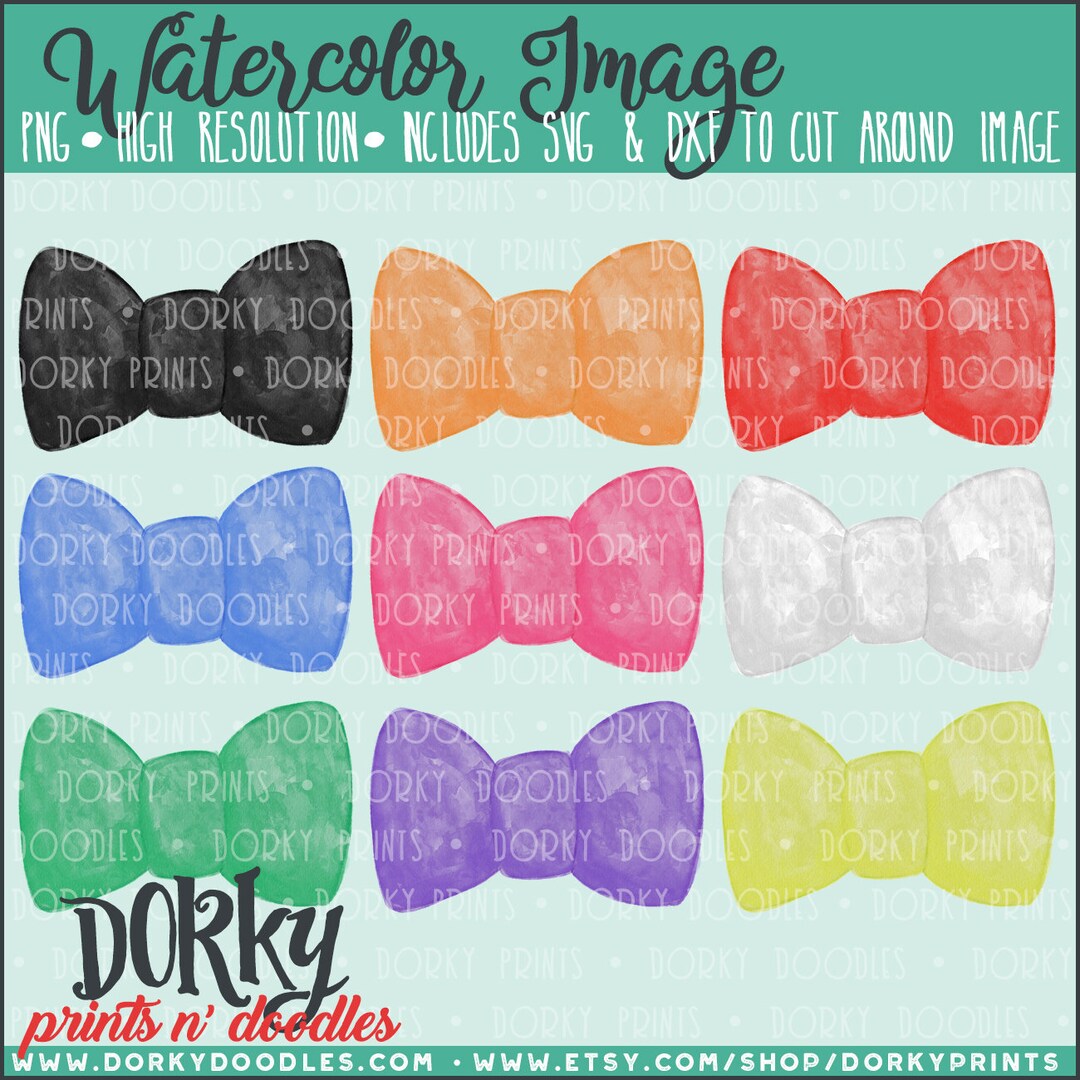 Colorful Bows Watercolor PNG Artwork - Digital File - for Heat Press ...