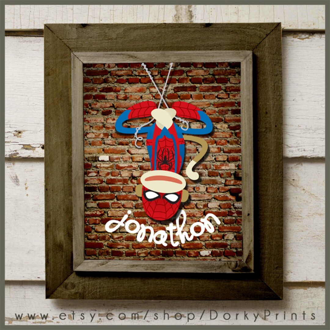 Custom Spiderman Sock Monkey Printable Decor - Spider Man Sock Monkey ...