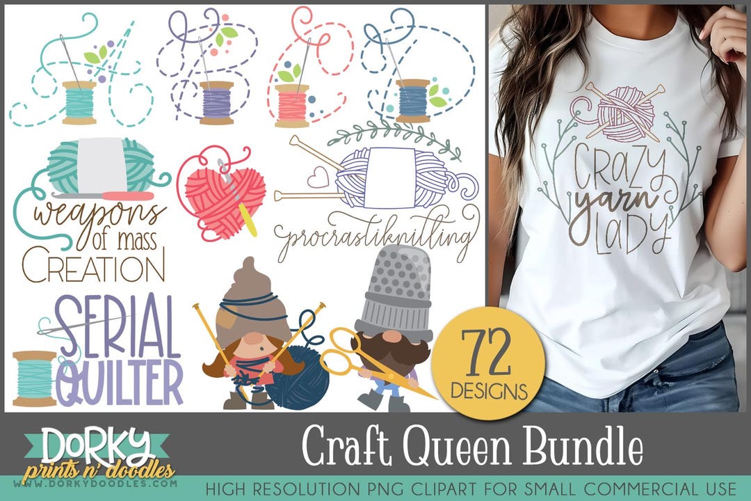 Craft Queen Sublimation PNG Bundle – Sewing, Knitting & Crochet Sayings ...