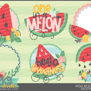 Cute Watermelon Clipart -personal and Limited Commercial Use- Instant ...
