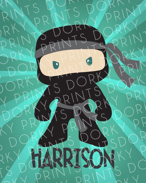 Personalized Ninja Printable Decor Boy Ninja With - Etsy