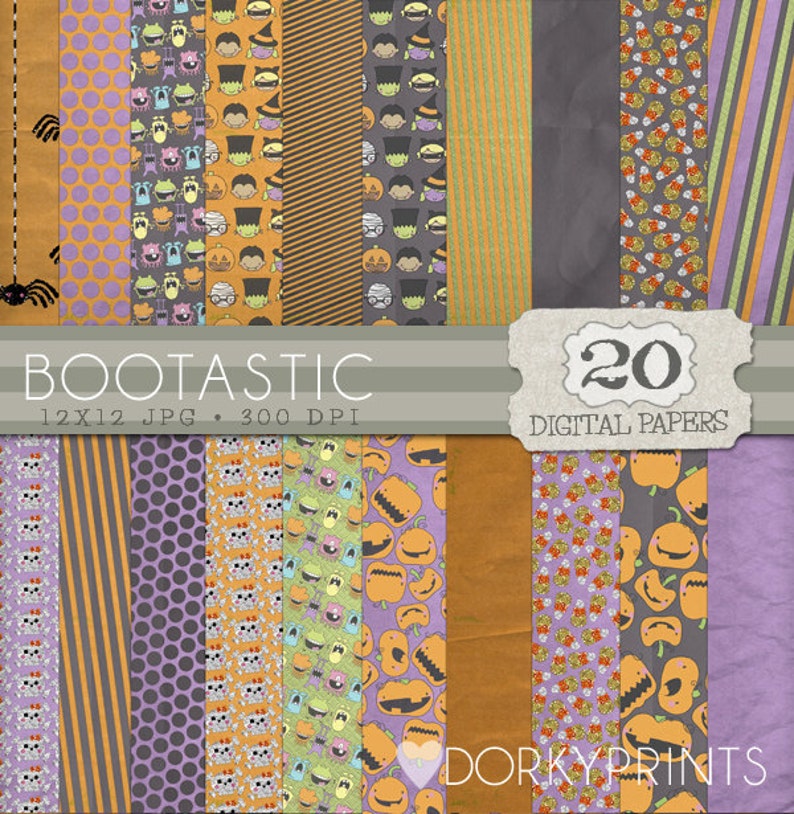 Halloween Digital Paper Pack, Cute Halloween Digital Scrapbook Paper ...