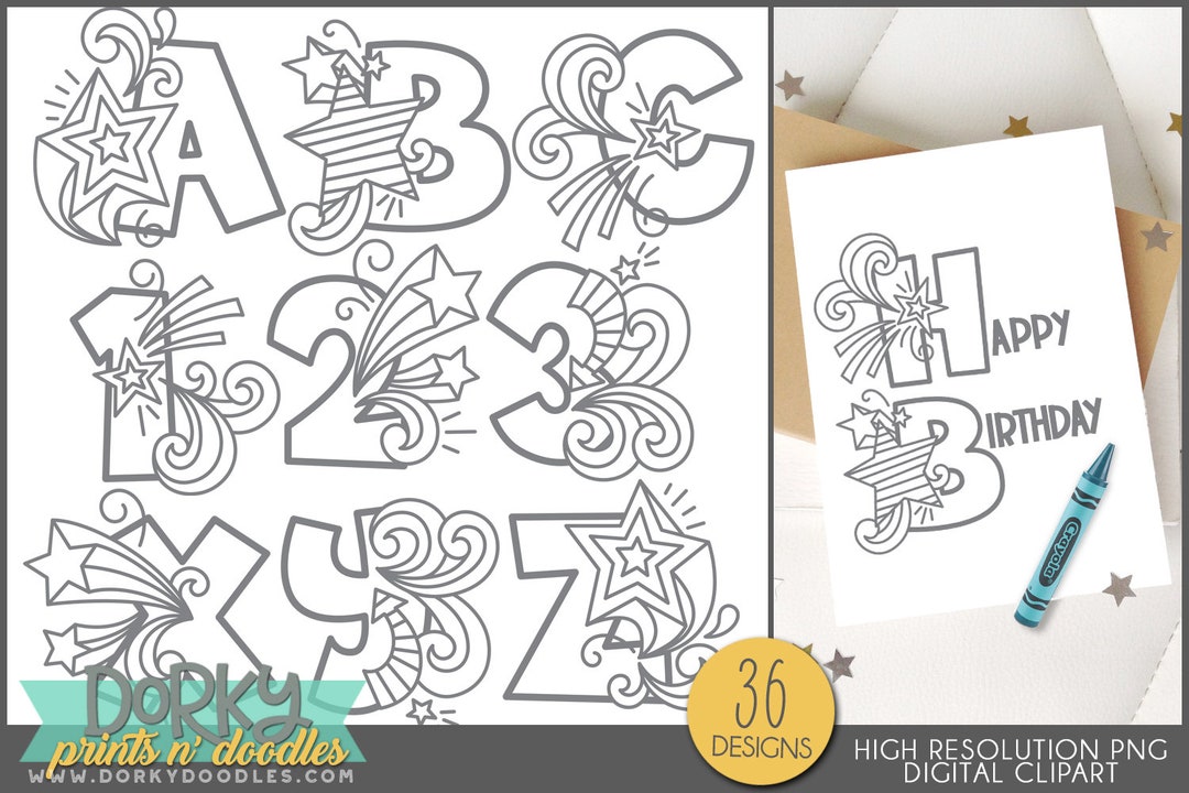 Star Doodle Alphabet Clipart -personal and Limited Commercial Use- Fun ...