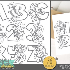 Star Doodle Alphabet Clipart -personal and Limited Commercial Use- Fun ...