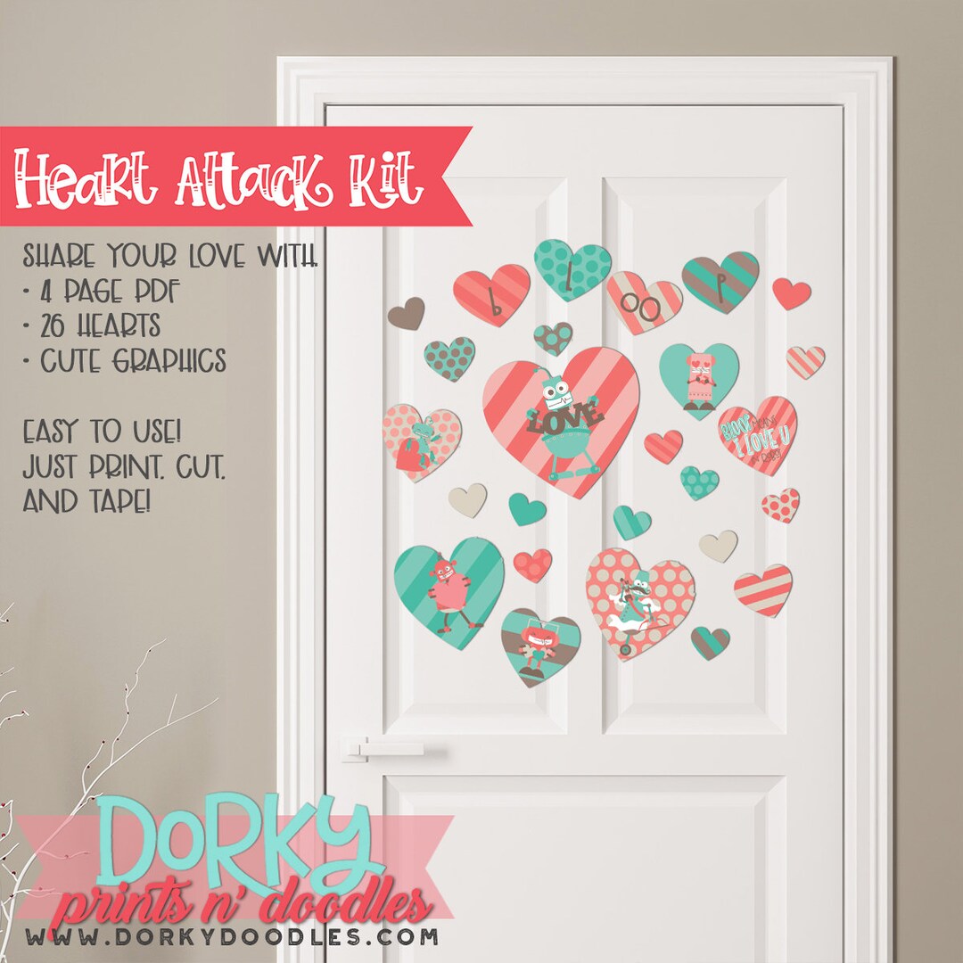 Valentine heart Attack Printable PDF perfect for Social Distancing Cute ...