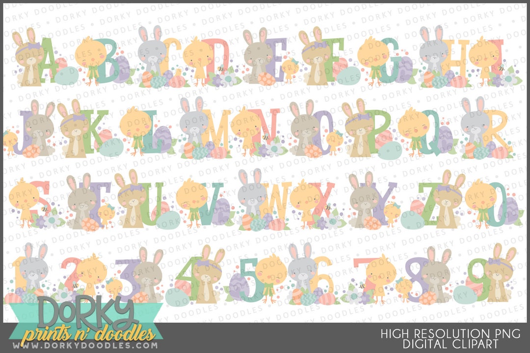 Cute Easter Alphabet Clipart -personal and Limited Commercial Use- Fun ...