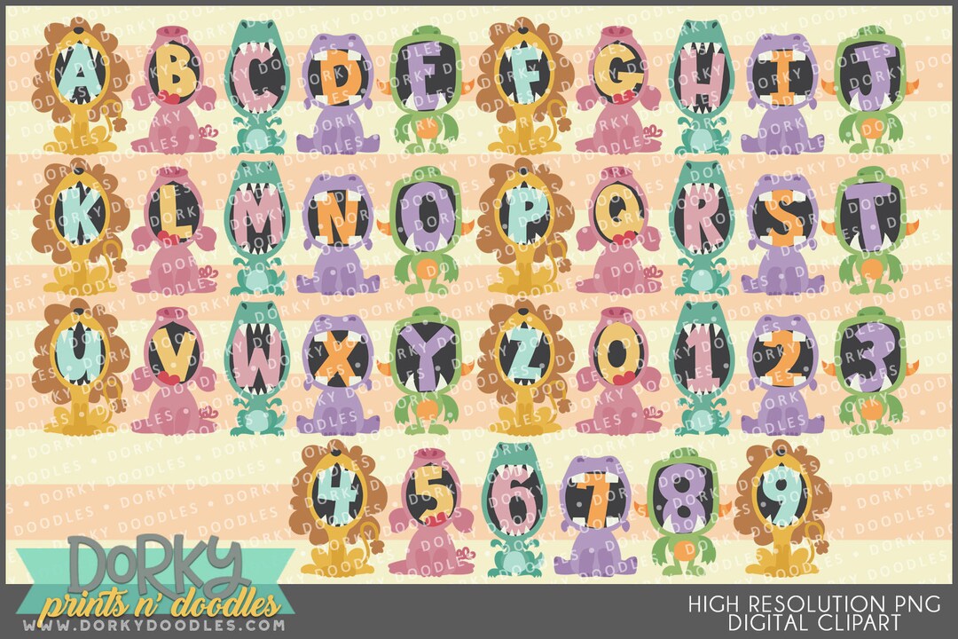 Cute Animal Alphabet Clipart -personal and Limited Commercial Use ...