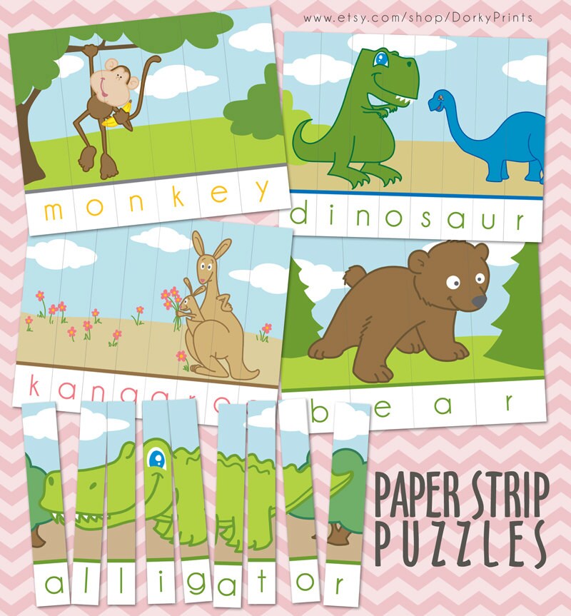 Animal Printable Puzzles PDF Preschool Printable Etsy