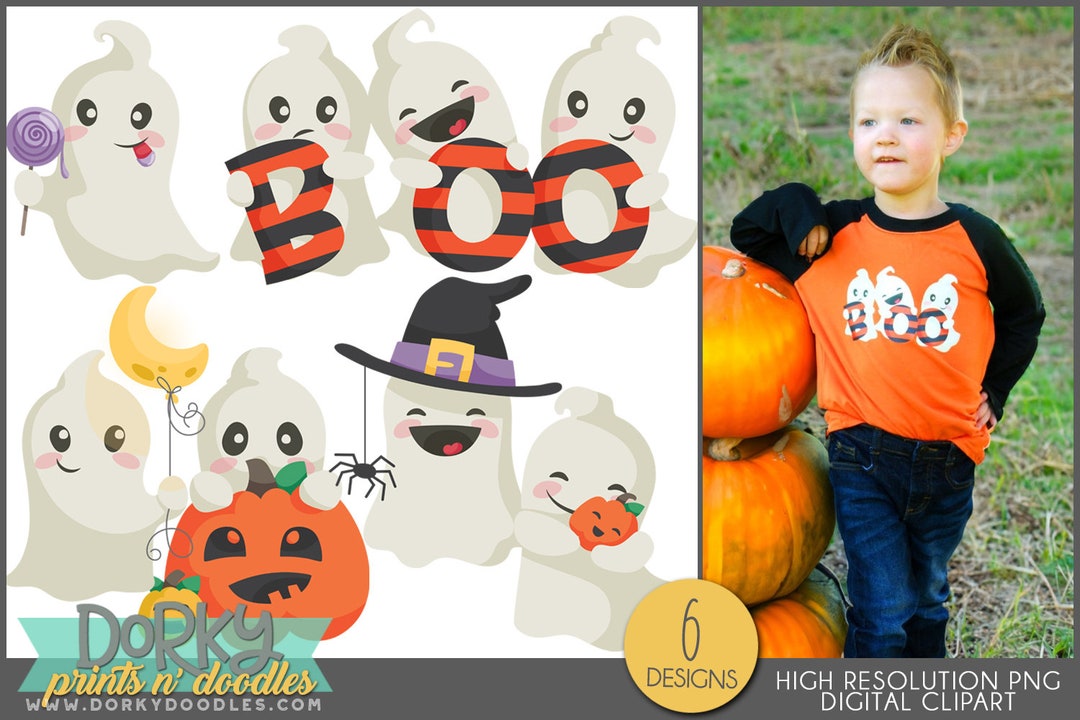 Cute Ghost Clipart Set for Sublimation, Halloween Sticker Design, Sugar ...