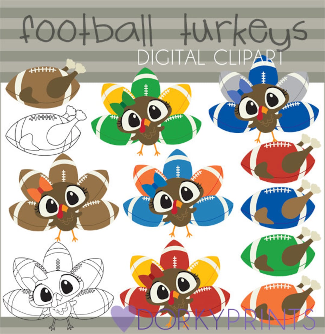 Football Turkeys Thanksgiving Clipart -personal and Limited Commercial ...
