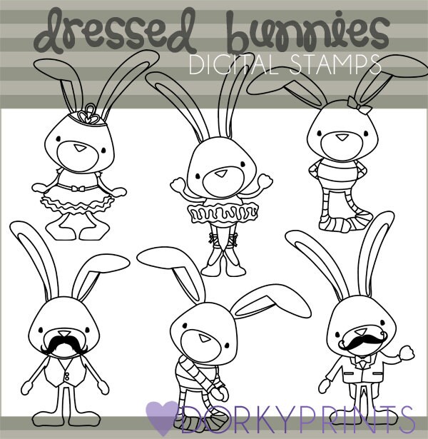 Bunny Clipart Dressed Easter Bunnies -personal and Limited Commercial ...