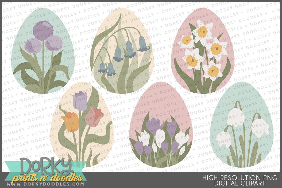 Pretty Floral Easter Egg Clipart -personal and Limited Commercial Use ...