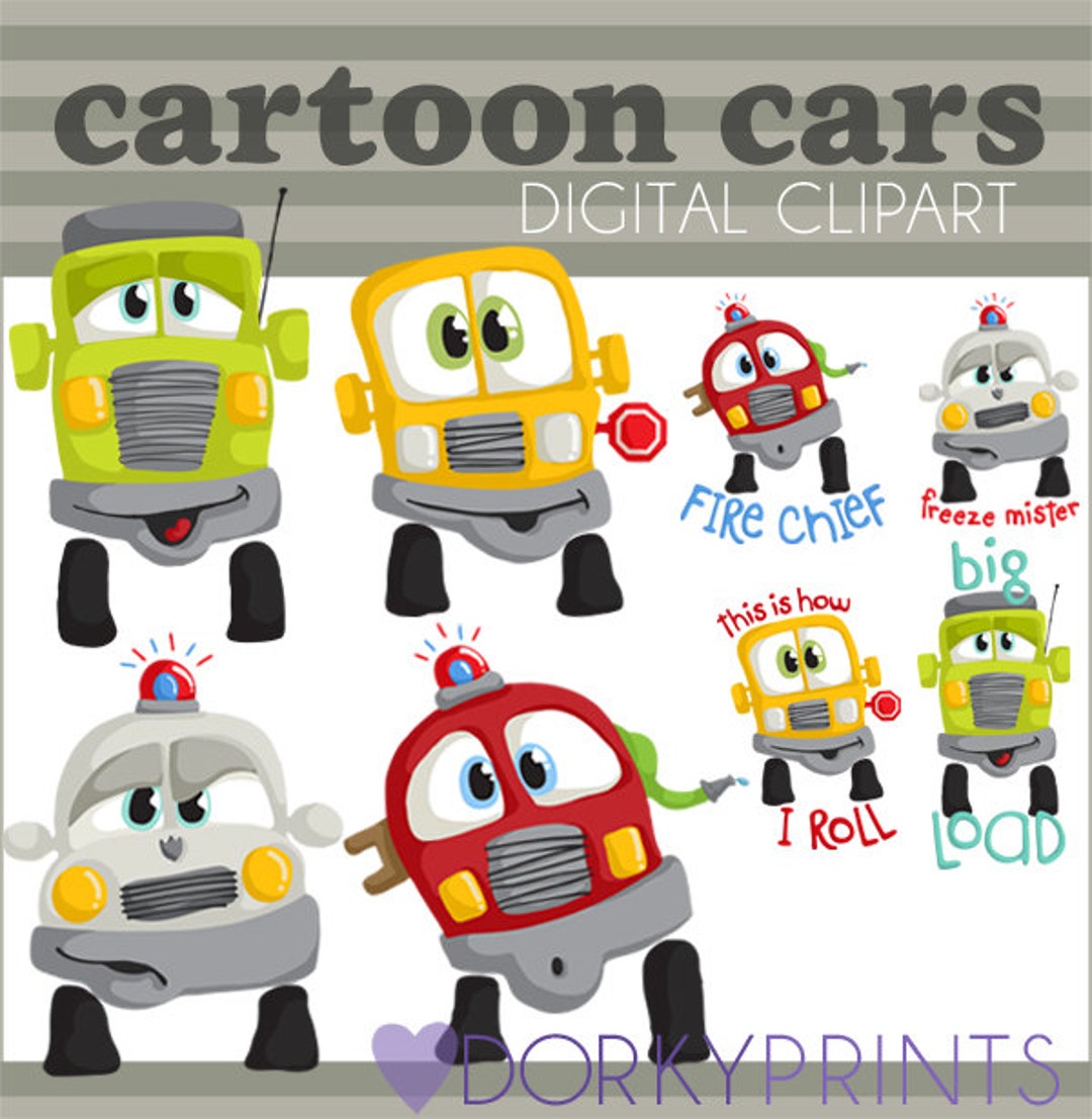 Cars Clipart personal and Limited Commercial Fire Truck, Police Car ...