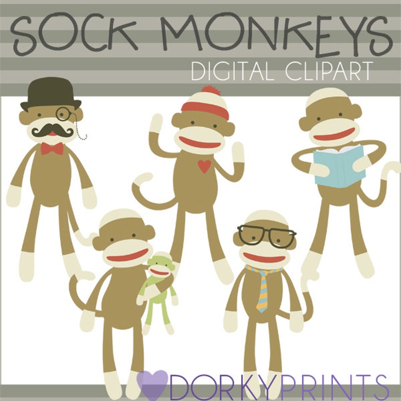 Sock Monkey Clip Art - Etsy