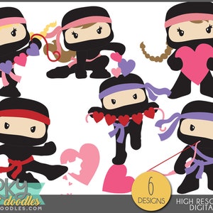 Valentine Clipart Heart Ninjas -personal and Limited Commercial Use ...