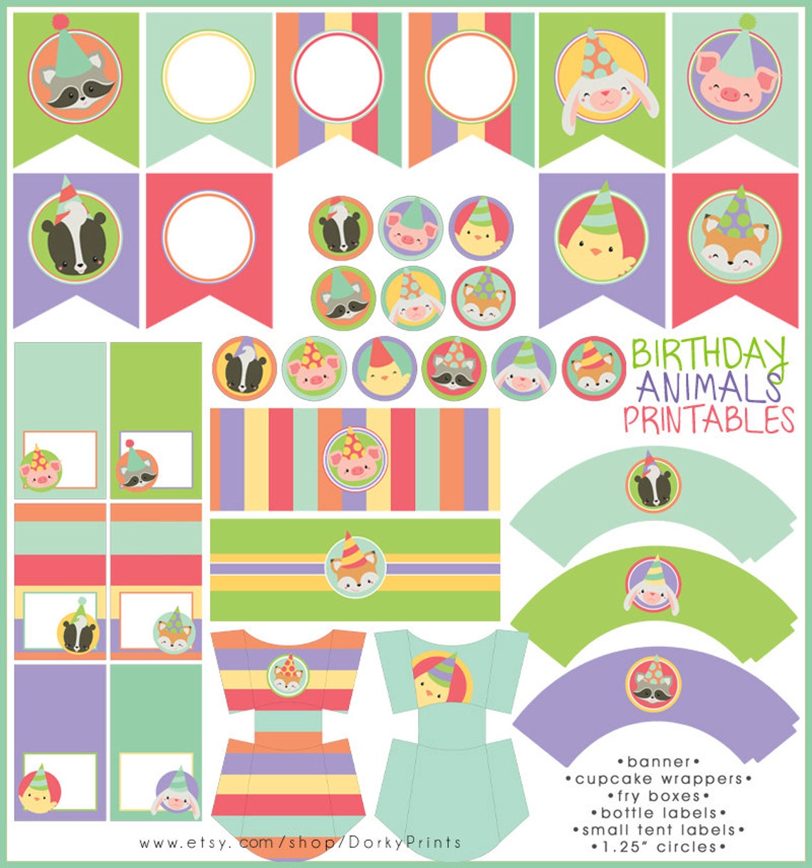 Animal Birthday Party Printables PDF Printable Party | Etsy