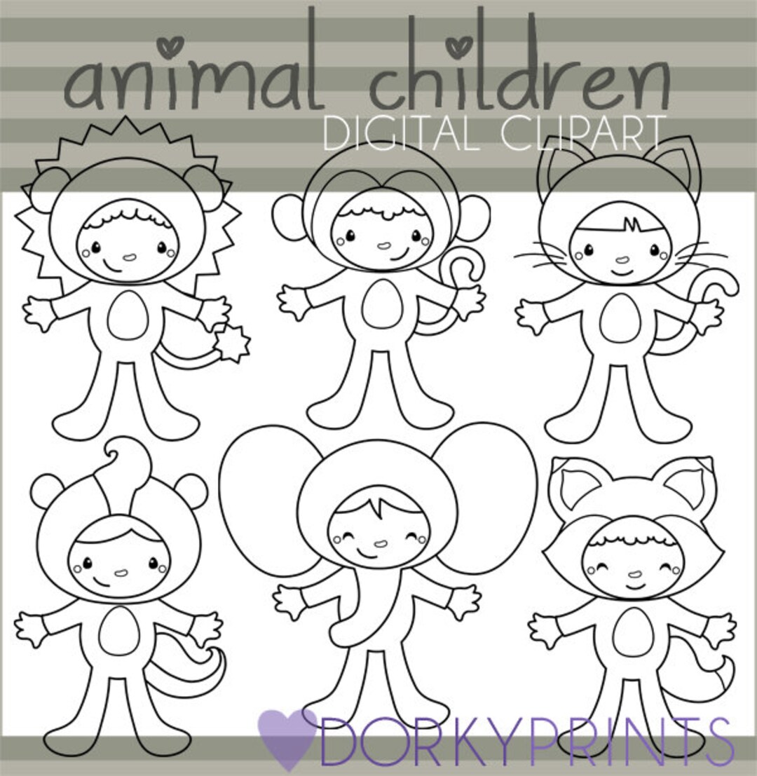 Animal Clipart Kids in Animal Costumes -personal and Limited Commercial ...