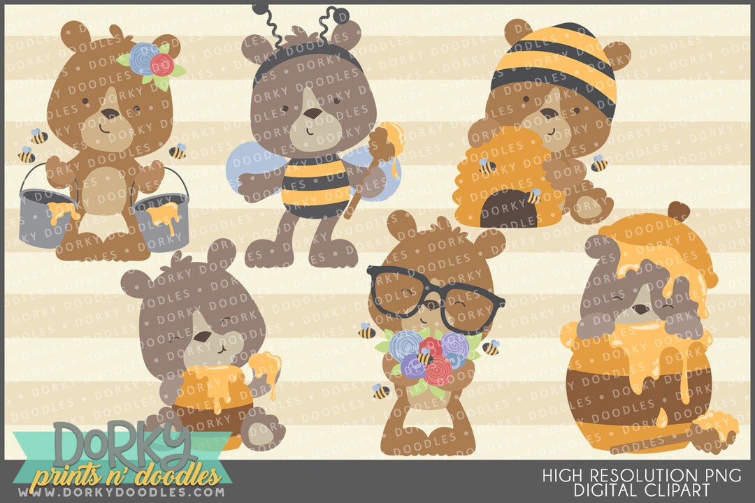 Honey Bears Clipart -personal and Limited Commercial Use- Cute Bear ...