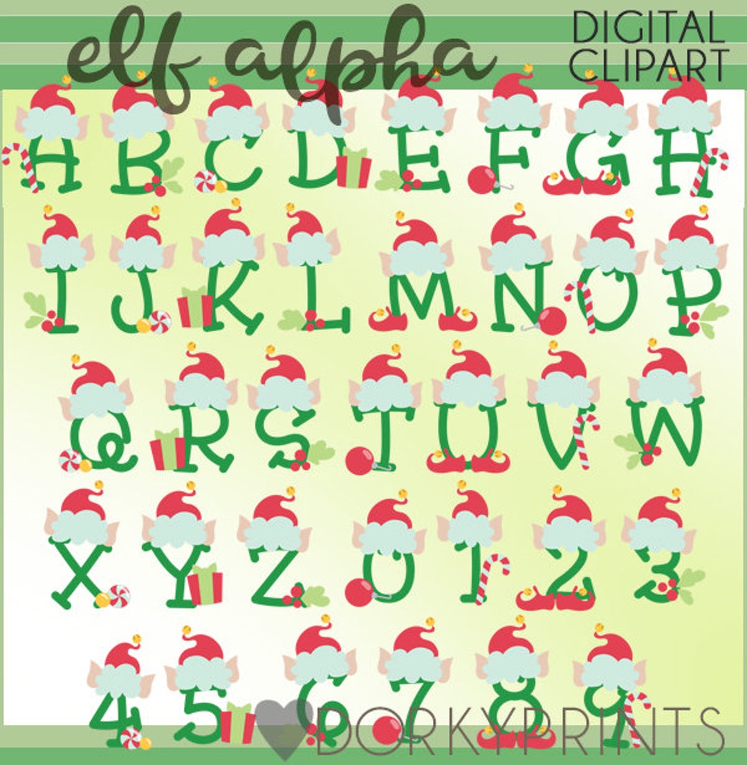 Christmas Clipart Elf Alphabet and Numbers -personal and Limited ...