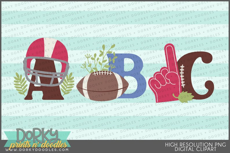 Football Alphabet Clipart PNG Art Instant Download - Etsy