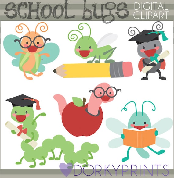 School Bugs Clipart personal and Limited Commercial Use Back | Etsy