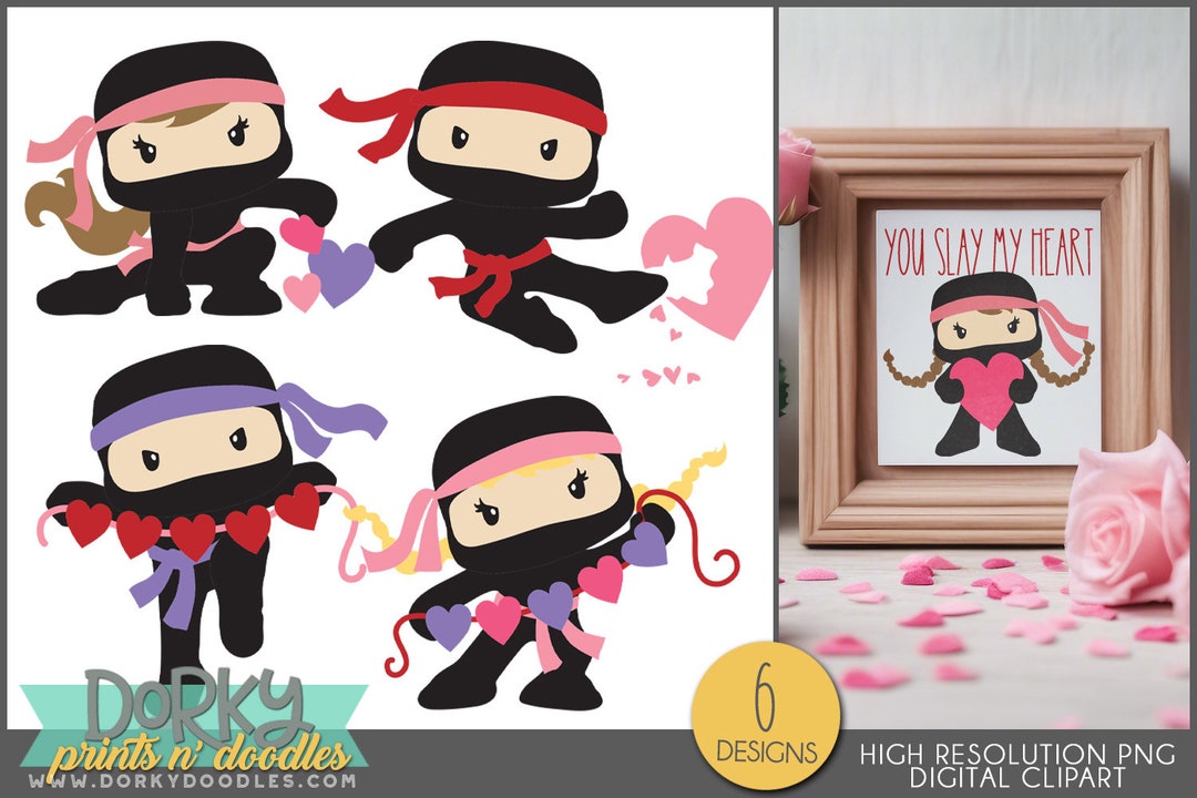 Valentine Clipart Heart Ninjas -personal and Limited Commercial Use ...