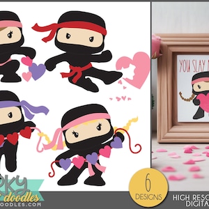 Valentine Clipart Heart Ninjas -personal and Limited Commercial Use ...